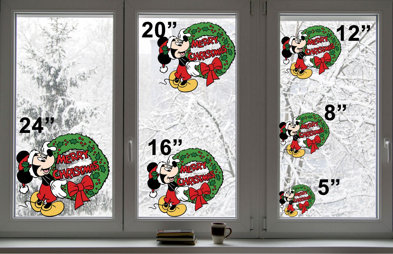 Navidad Mickey Mouse Santa Static Cling Decoración para ventanas ...
