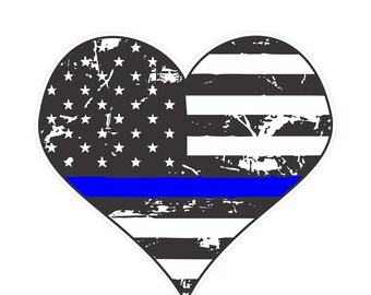 Thin Blue Line Heart Decal - Etsy