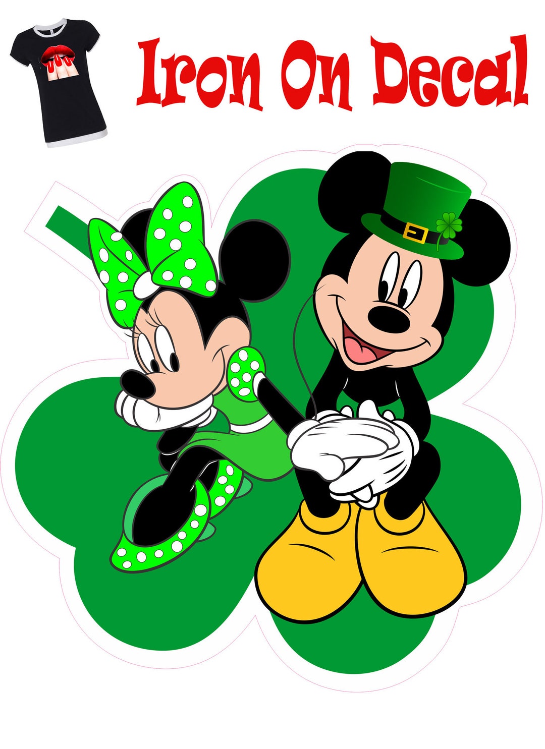 St Patricks Day Minnie Mouse And Mickey Mouse Sitting On The Green