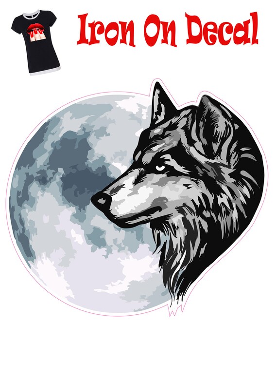 Wolf With a Moon Iron-on Heat Transfer Sticker/decal V1 | Etsy