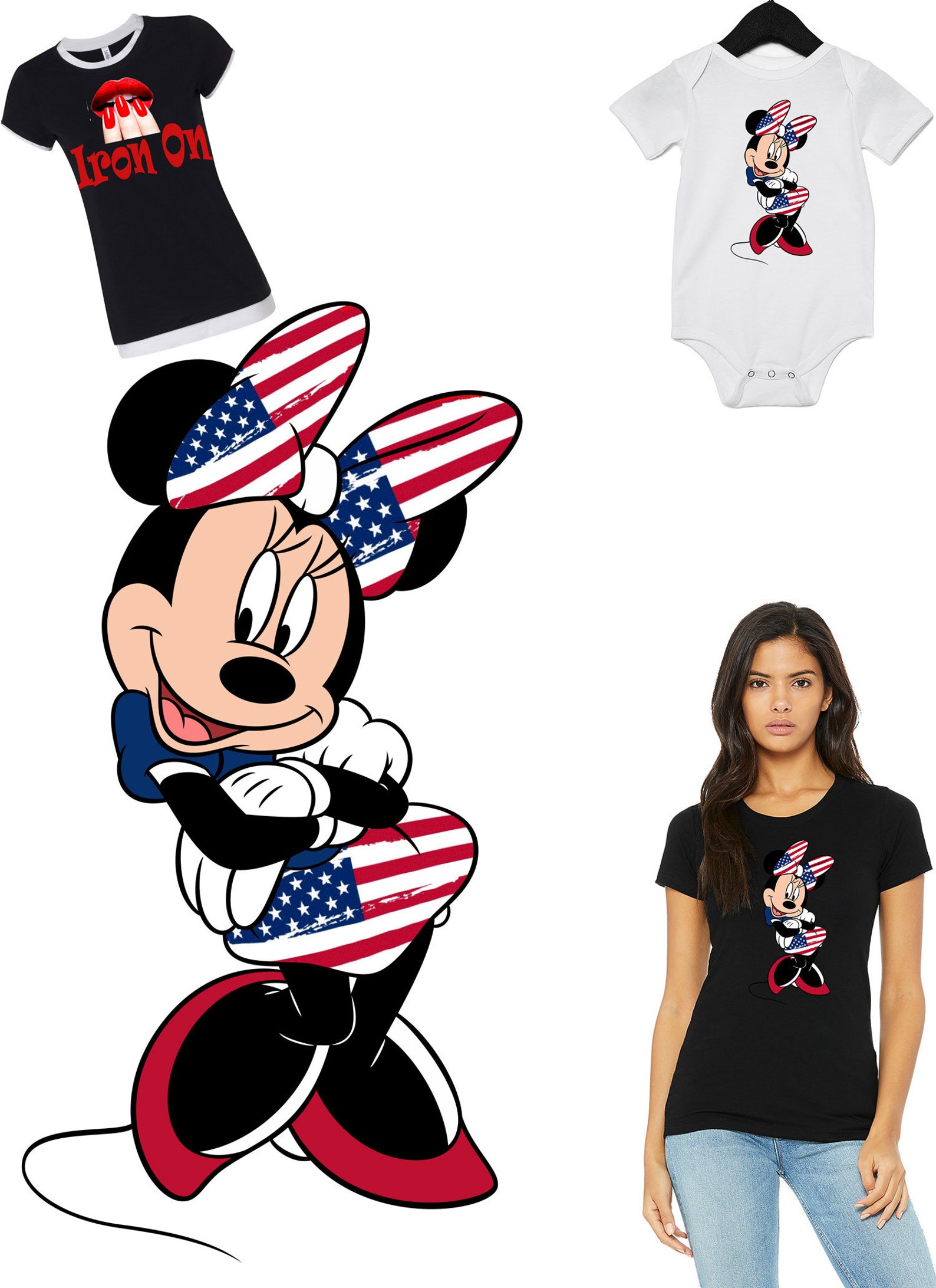 4th of July Minnie Mouse V1 Iron-on Heat Transfer - Etsy
