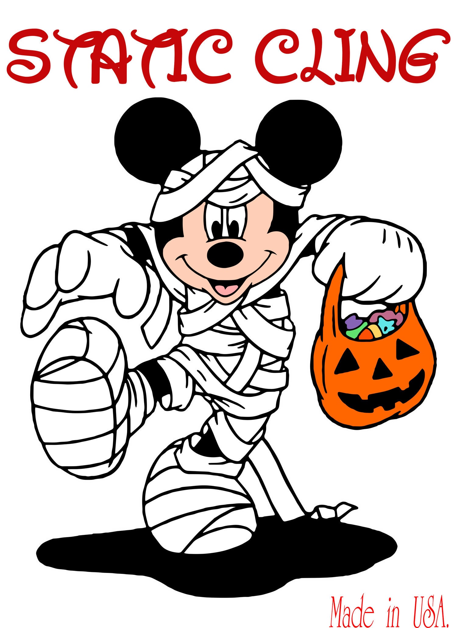 Mickey Wearing Halloween's Costume Static Cling Decoration | Etsy