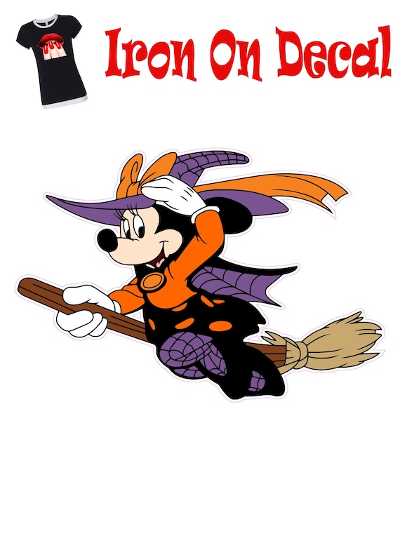 Halloween Minnie Mouse Witch in Costume Iron-on Heat Transfer - Etsy