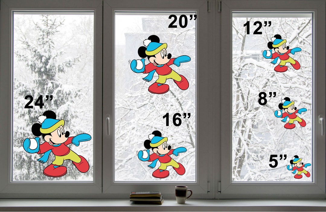 Christmas Mickey Mouse Santa Static Cling Decoration (for Windows ...