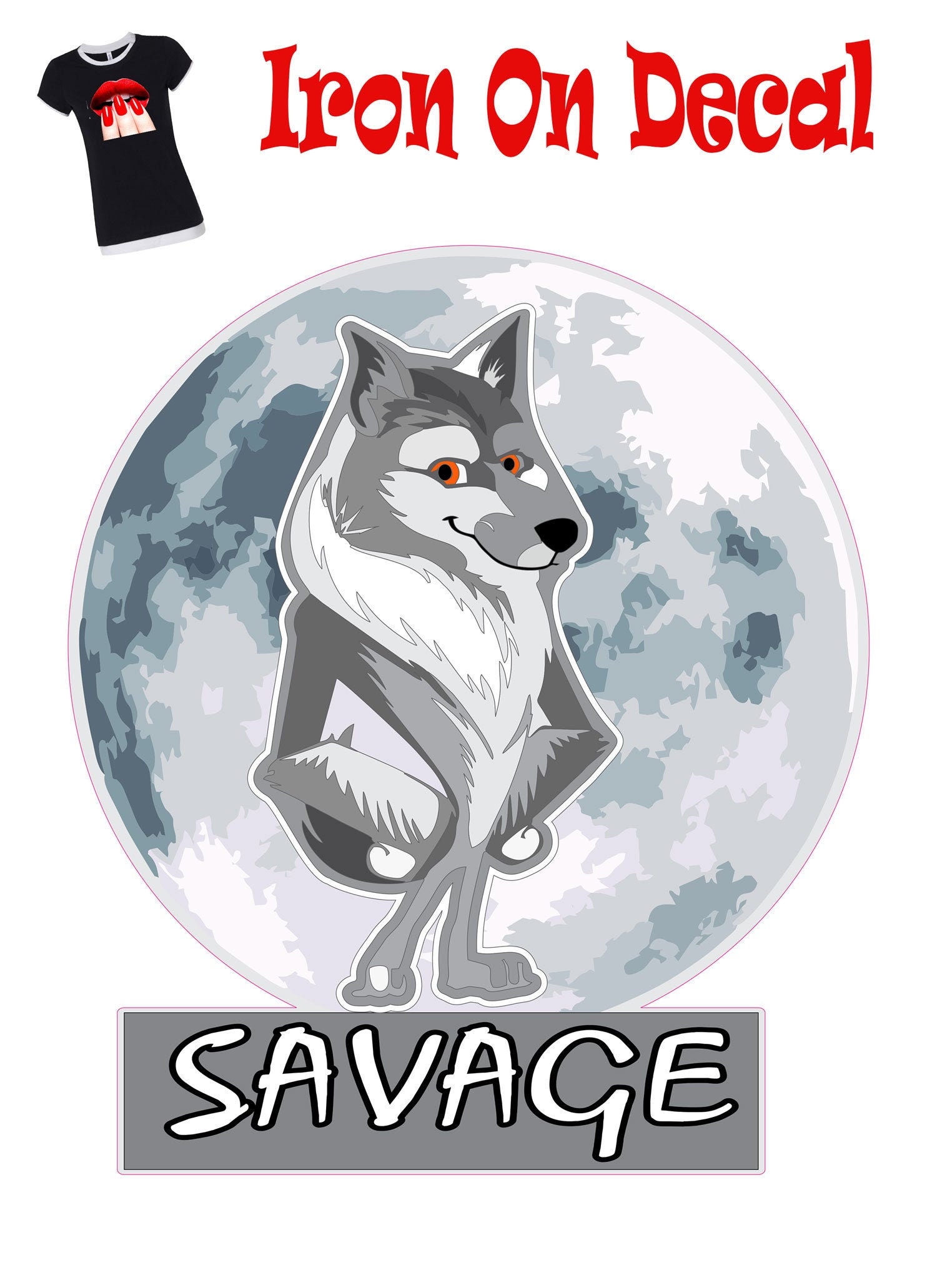Wolf SAVAGE Iron-on Heat Transfer Sticker/decal V1 - Etsy UK