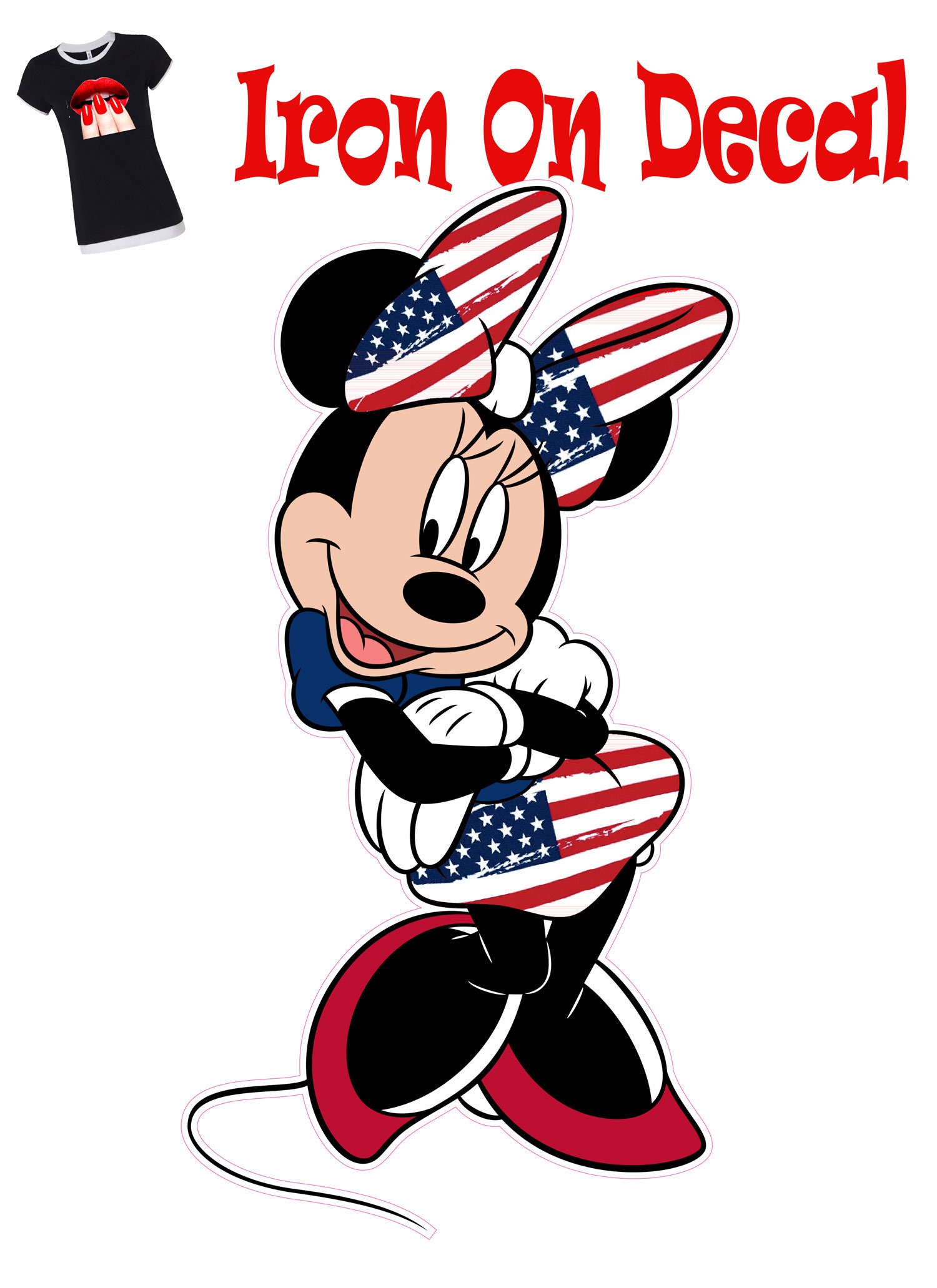4th of July Minnie Mouse V1 Iron-on Heat Transfer - Etsy