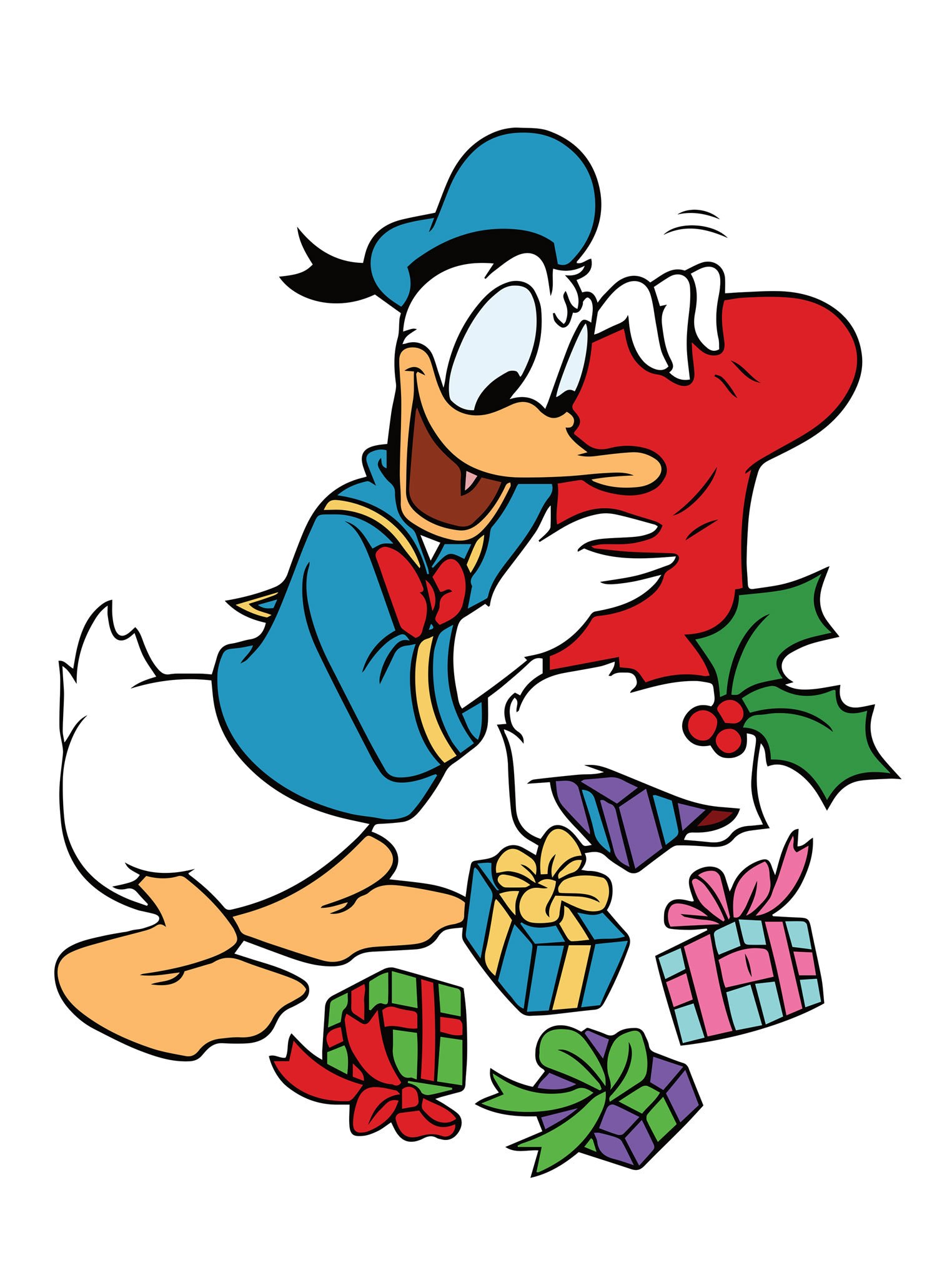 Christmas Donald Duck in Santa's Costume with gift boxes - Etsy.de