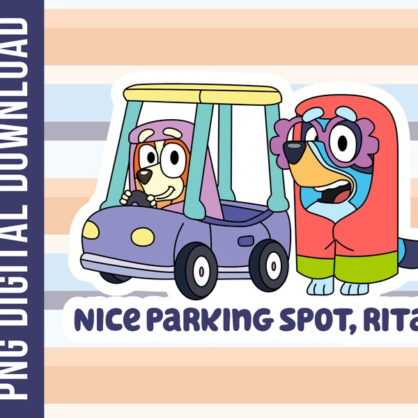 Bluey Sticker Nice Parking Rita - Etsy