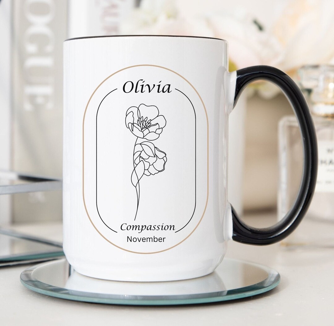 Personalized Birth Flower Mug, Birthday Gift, Mothers Day Gift ...