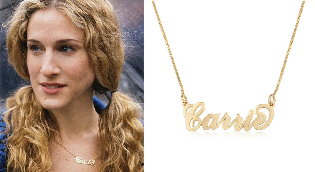 Personalized 18K Gold Plated Carrie Font Name Necklace Custom Cursive ...