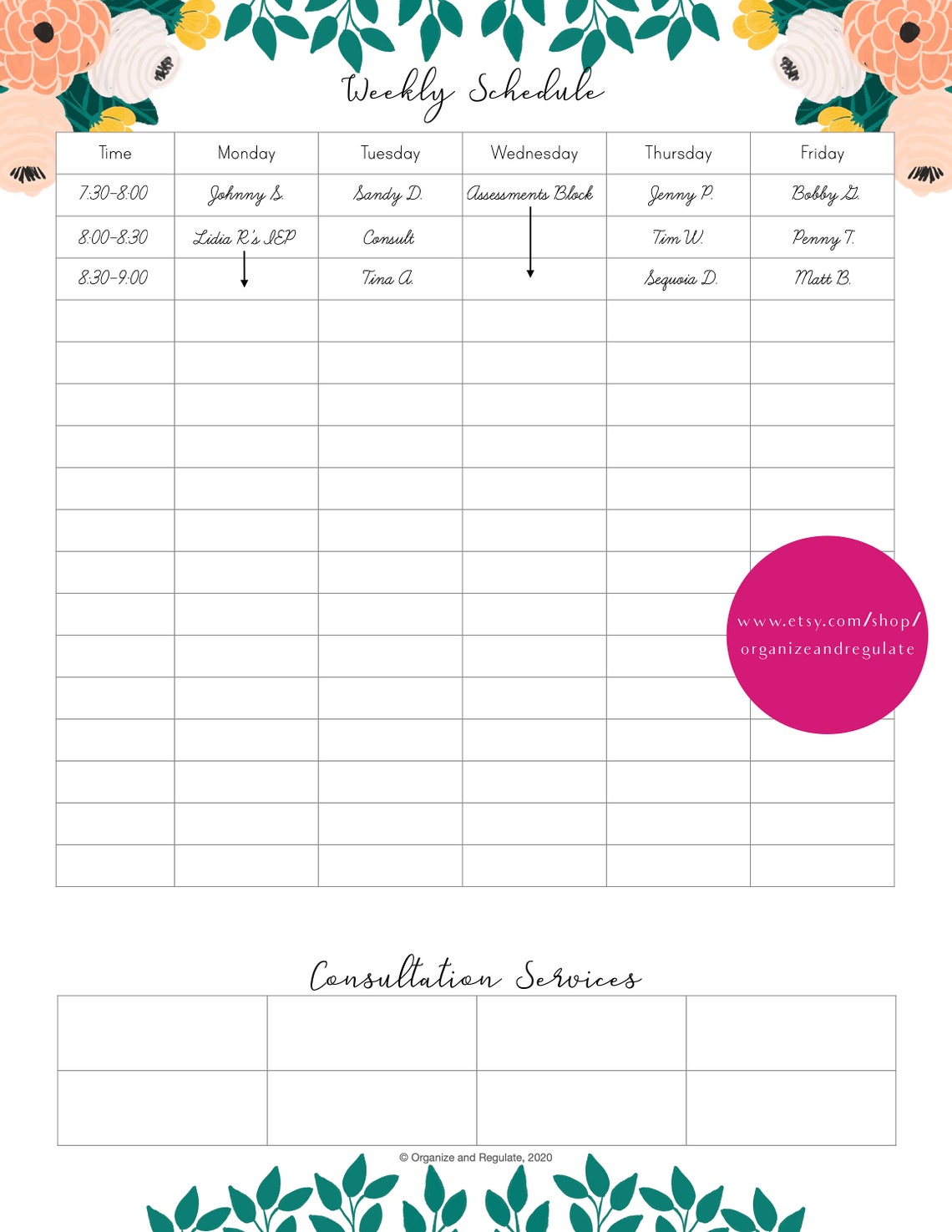 OT Caseload Planner Printable Occupational Therapy Printable | Etsy