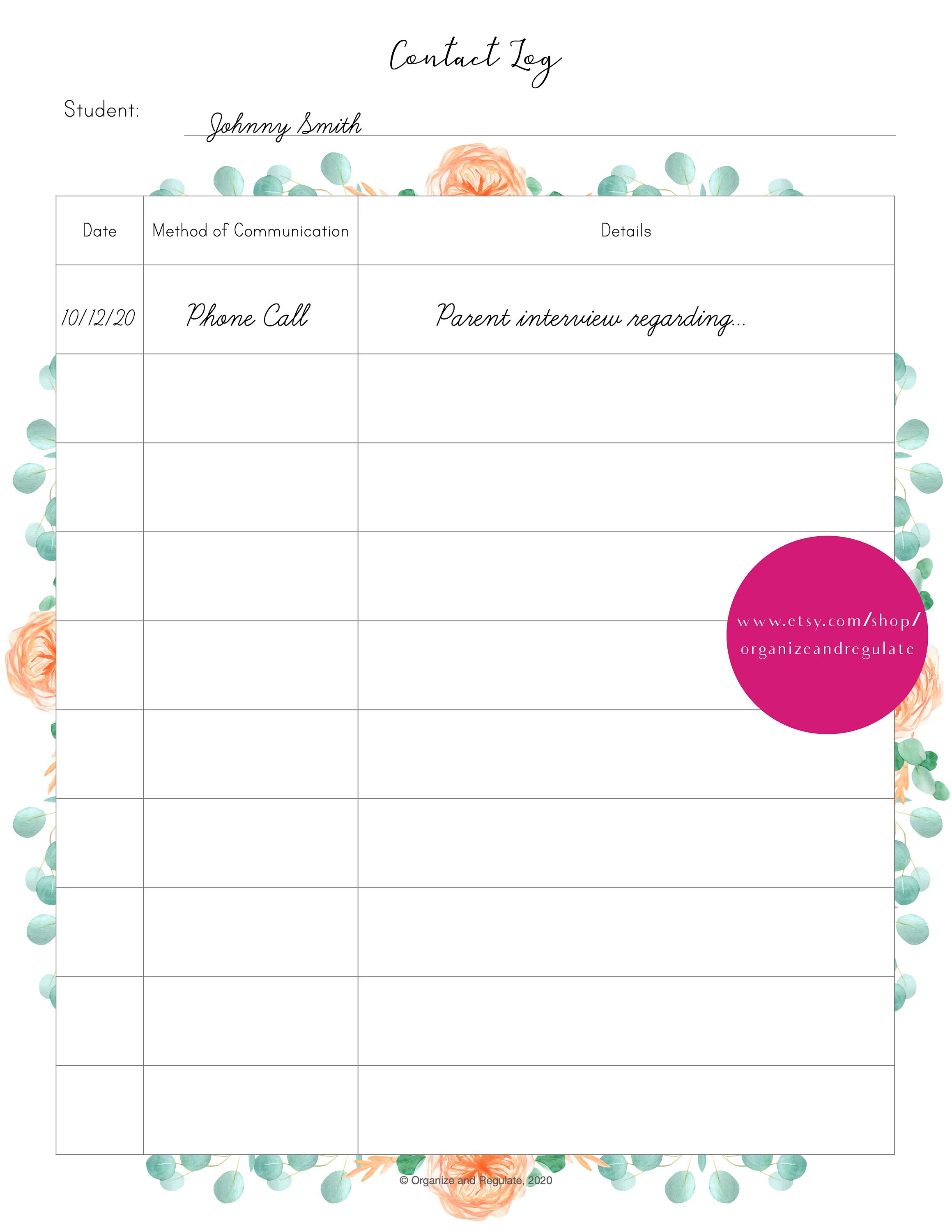 OT Caseload Planner Printable, Occupational Therapy Organizer, OT ...