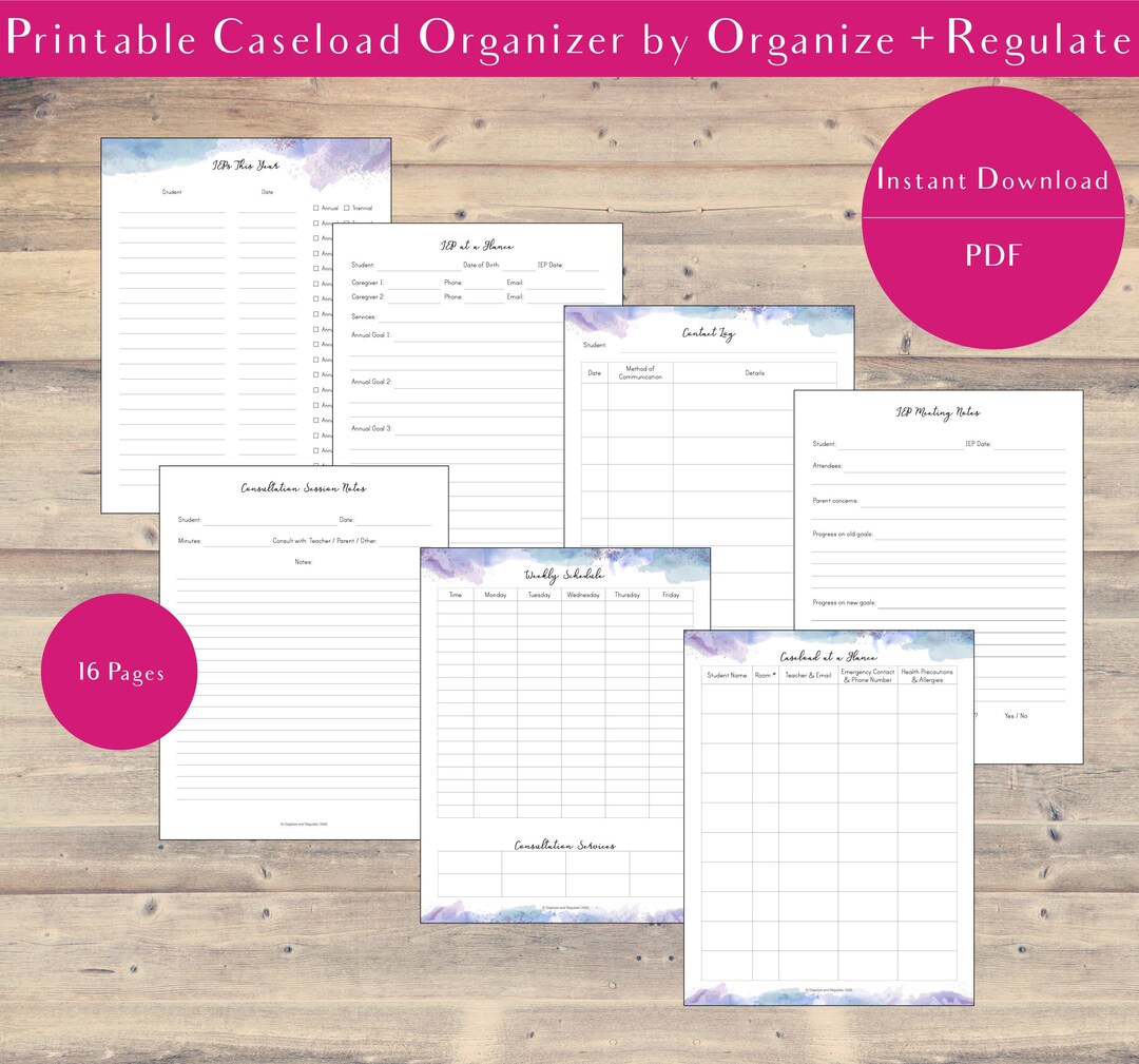 OT Caseload Planner Printable, Occupational Therapy Organizer, OT ...