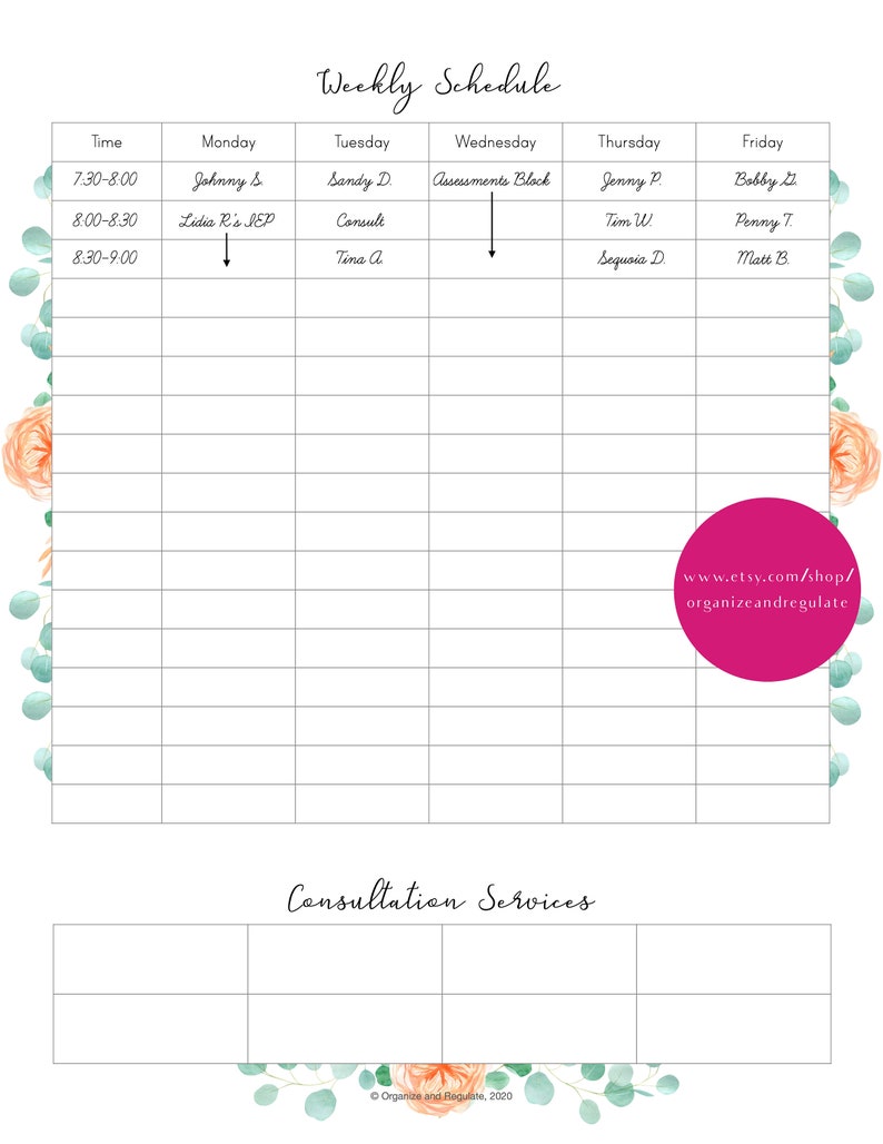 OT Caseload Planner Printable, Occupational Therapy Organizer, OT ...