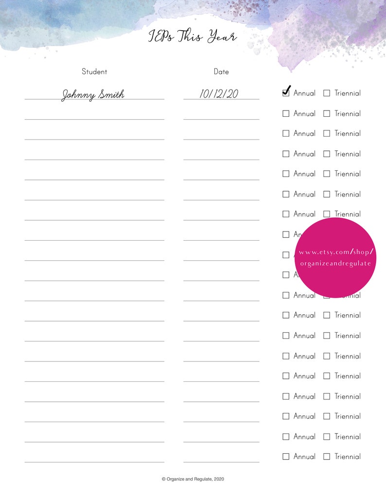 OT Caseload Planner Printable, Occupational Therapy Organizer, OT ...