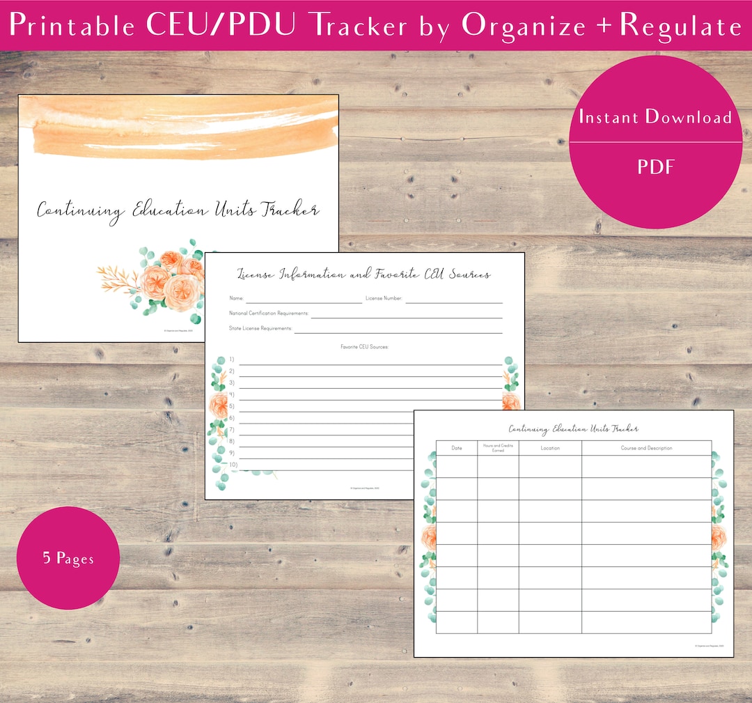 OT CEU/PDU Tracker Printable, Occupational Therapy Organizer ...