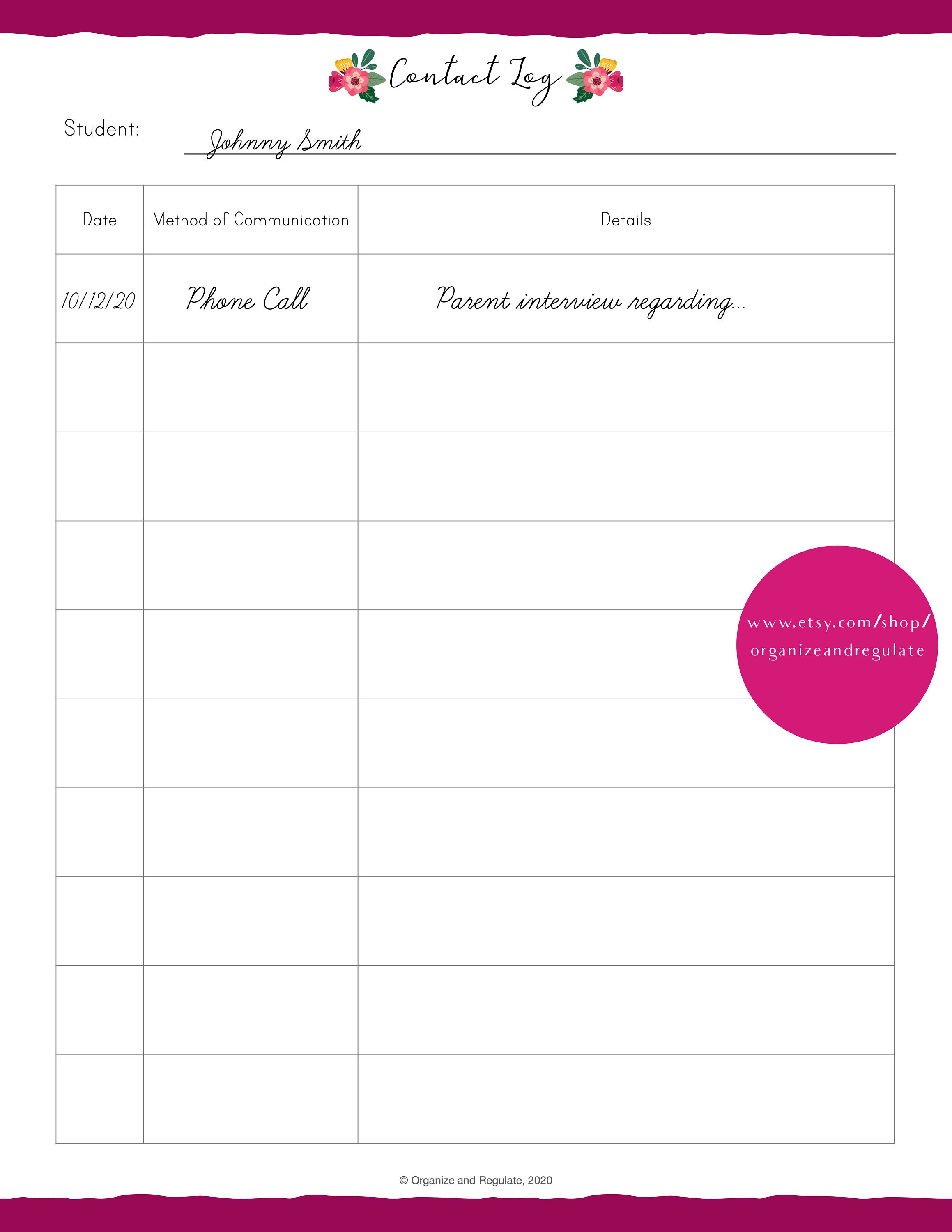 OT Caseload Planner Printable, Occupational Therapy Organizer (digital ...