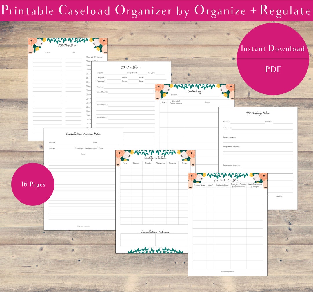 OT Caseload Planner Printable, Occupational Therapy Printable Planner ...
