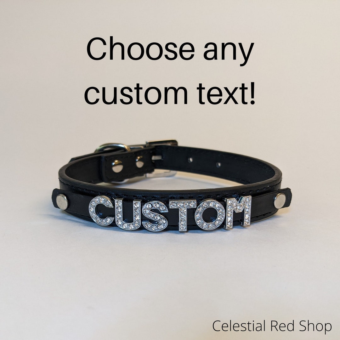 Custom Text BDSM Collar / Vegan Leather Choker / Your Text Faux Leather ...