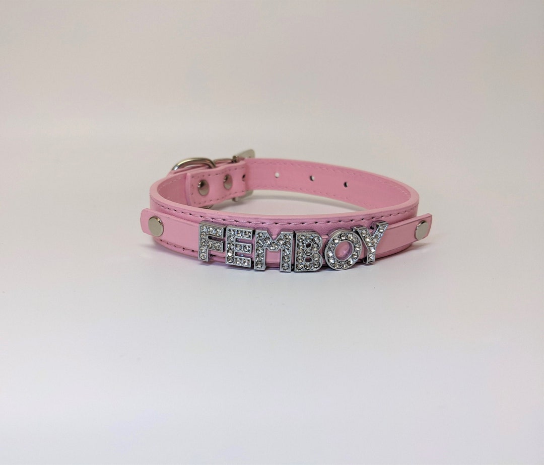 Femboy Collar / BDSM Vegan Leather Choker / Faux Leather Kink Collar ...
