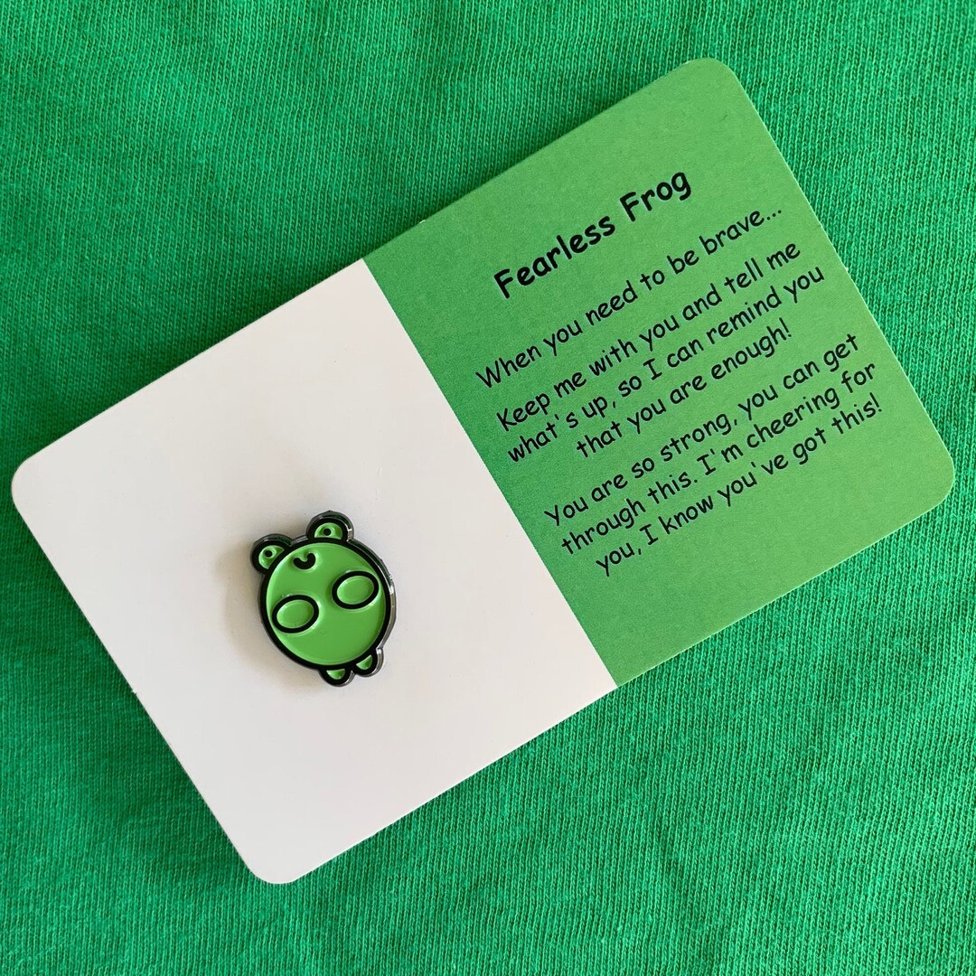 Frog Charm Fearless Frog Frog Badge Pin Be Brave You Are - Etsy