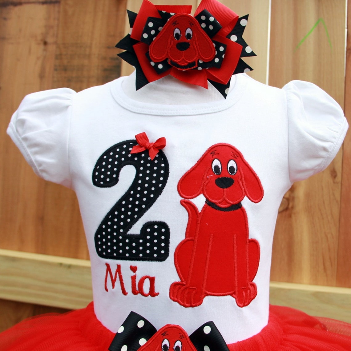 Big Red Dog Ribbon Trim Birthday Tutu Outfit Personalized - Etsy