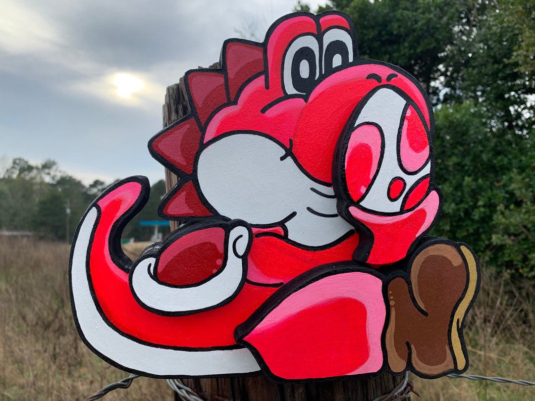Pink Yoshi, Hand Cut and Painted Wood Art -MADE TO ORDER- - Etsy
