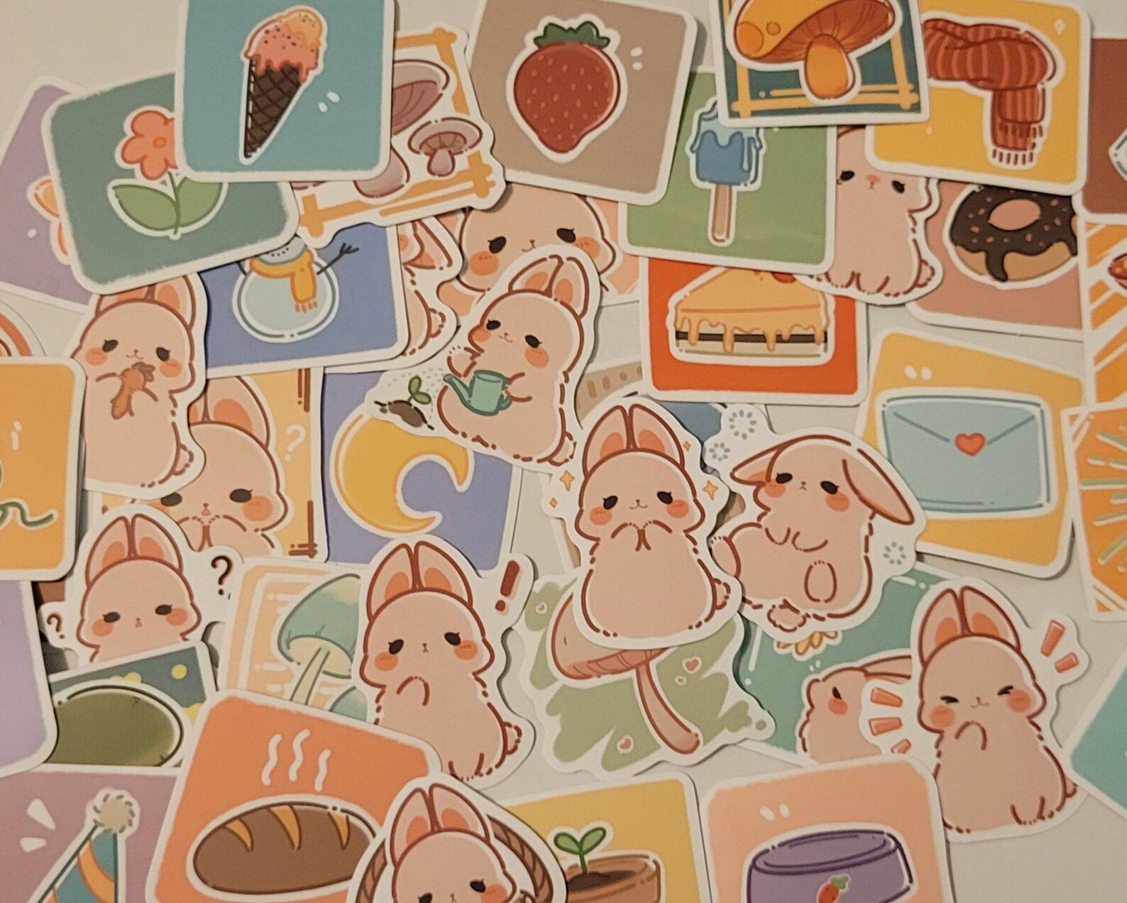 Cute Cartoon Rabbit Stickers Carrot & Food Cute Aesthetics - Etsy