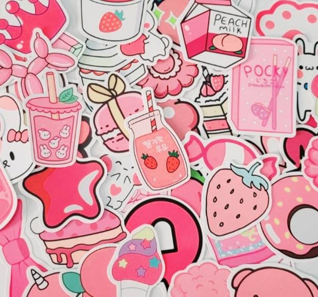 Aesthetic Trendy Pink, Random Pack, Vinyl Waterproof Stickers, Water ...