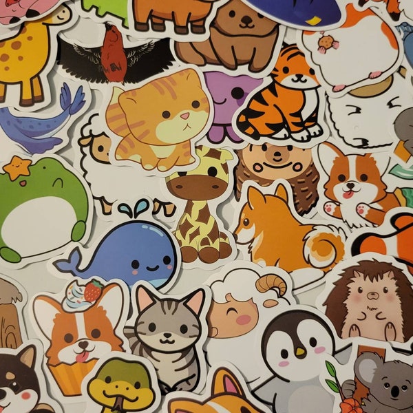 Cartoon Animal Stickers - Etsy
