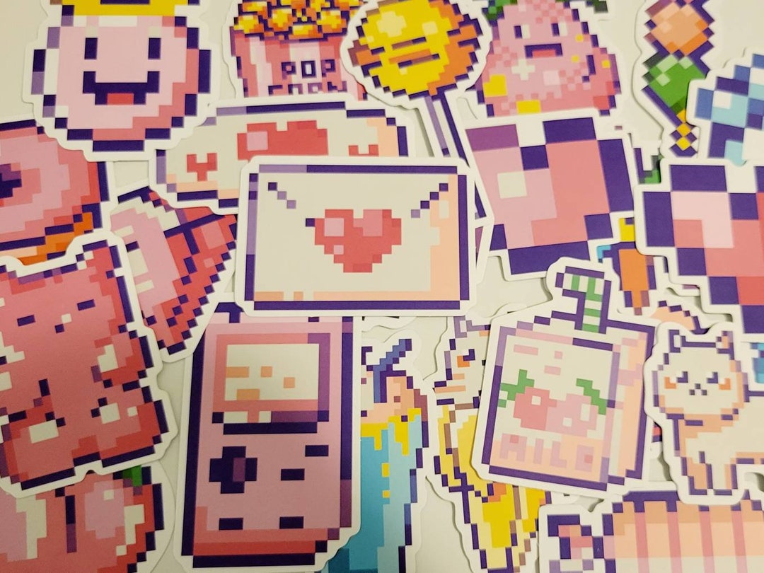 Aesthetic Pixel Art Theme Stickers Random Pack, Waterproof Stickers ...