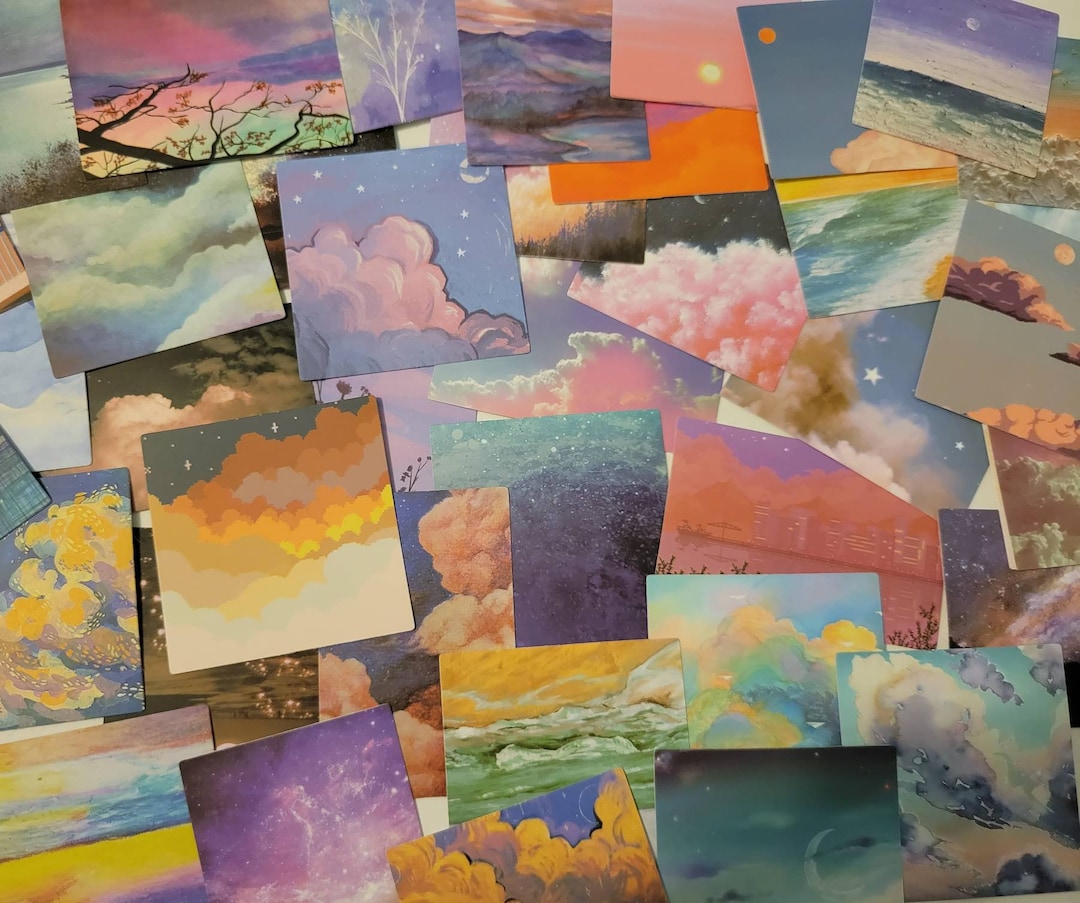 Painting Scenery Stickers Nature Cloud Sky & Star || Collage Journal ...