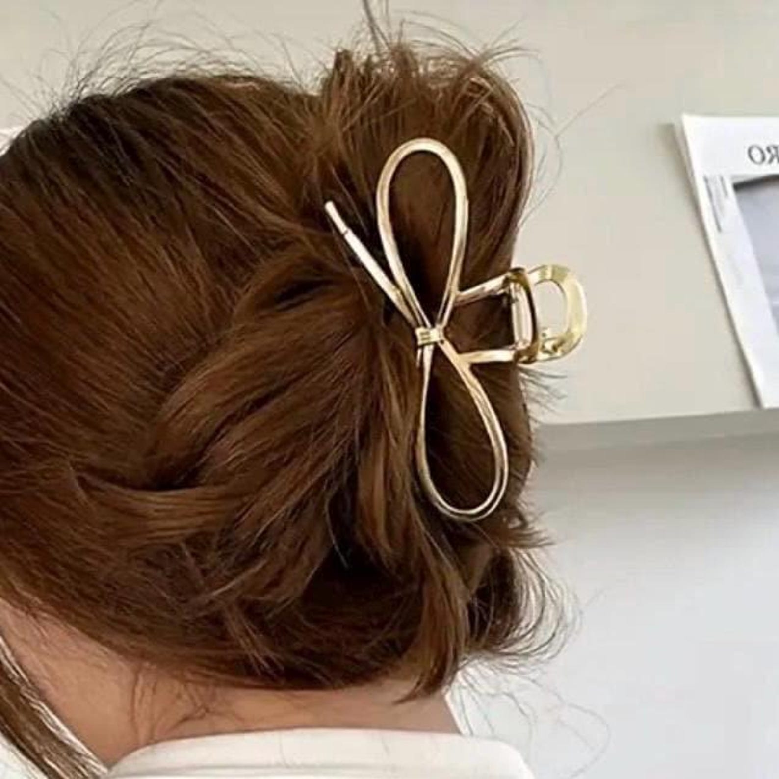 Preppy Gold Bow Claw Clip - Etsy