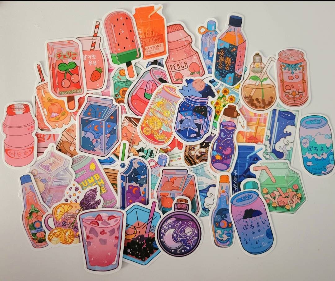 Aesthetic Drink Sticker Japanese & Korean Style Random Pack - Etsy