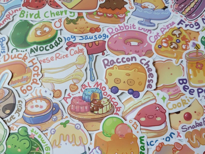Aesthetic Delicious Food & Dessert Stickers With Labels - Etsy