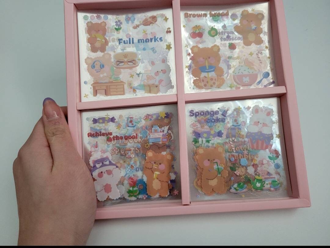 Cute Bear Sheet Sticker Random Pack, Water Bottles Stickers Variety ...