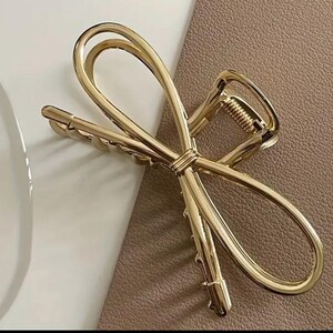 Preppy Gold Bow Claw Clip - Etsy