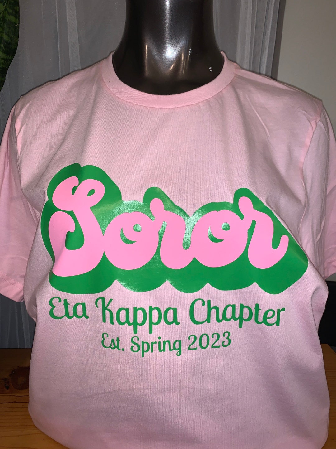 CUSTOM SOROR Chapter and Date Established Pink and Green Unisex Shirt ...