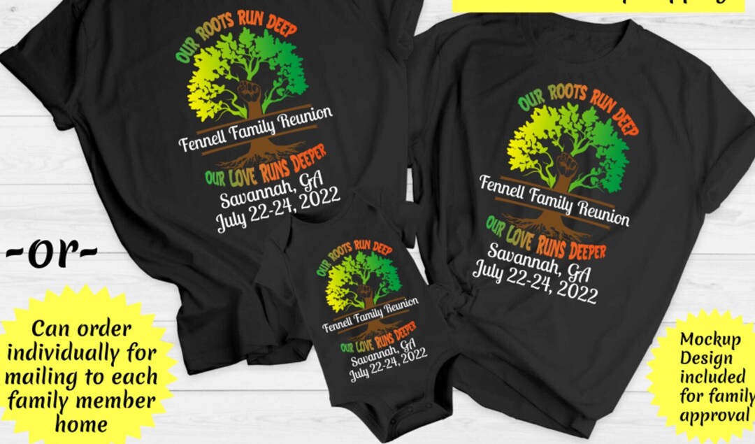 Customizable Family Reunion Shirts: Roots Run Deep, Group Matching ...