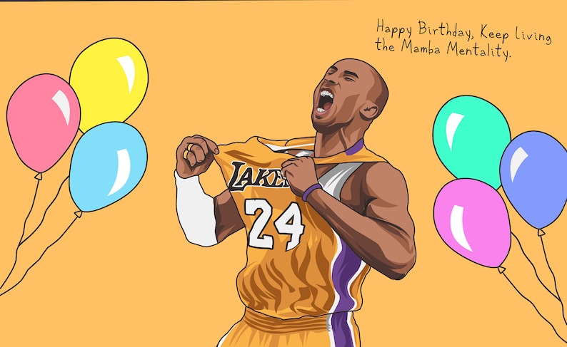 Birthday Card - Kobe Bryant - Lakers - Birthday Card for Him - Lakers ...