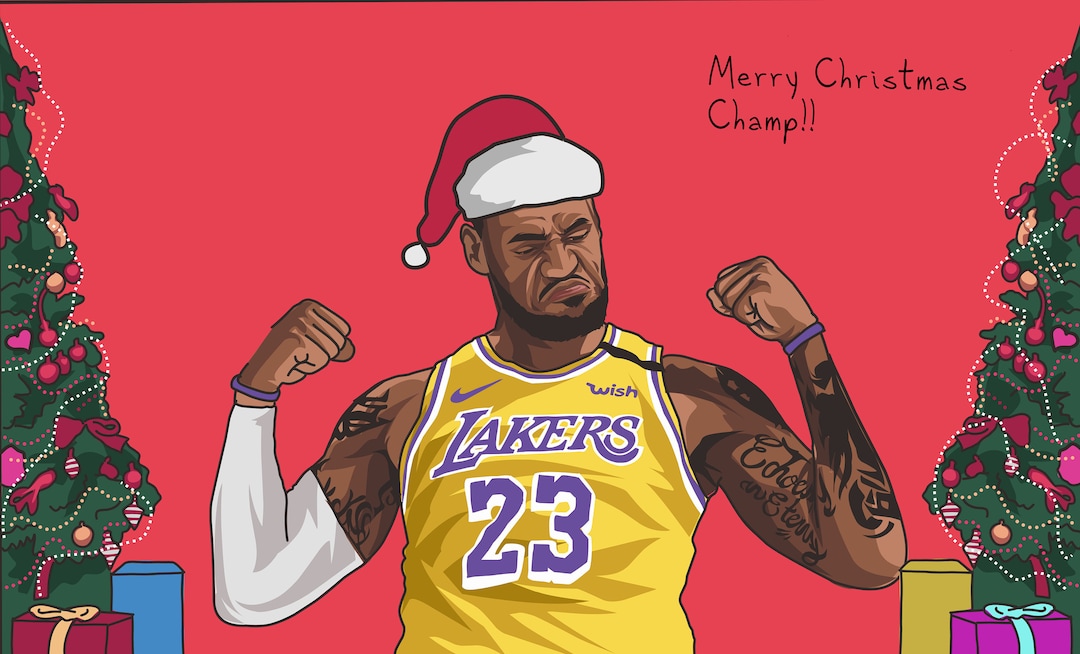 Lebron James Christmas Card - Lakers Basketball (digital Download) - Etsy