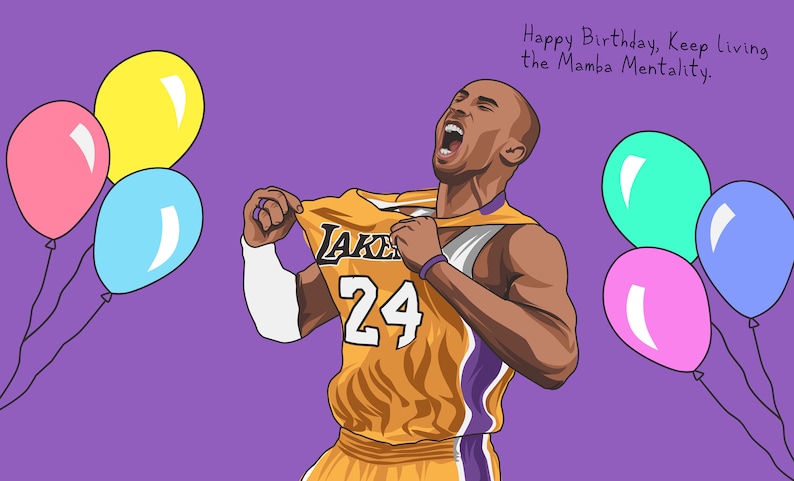 Birthday Card - Kobe Bryant - Lakers - Birthday Card for Him - Lakers ...