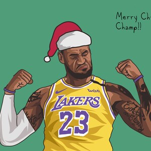 Lebron James Christmas Card - Lakers Basketball (digital Download) - Etsy