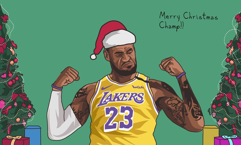 Lebron James Christmas Card - Lakers Basketball (digital Download) - Etsy