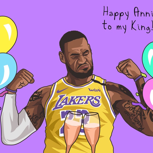 Birthday Card Lebron James Lakers Birthday Card for Him Lakers Fan ...