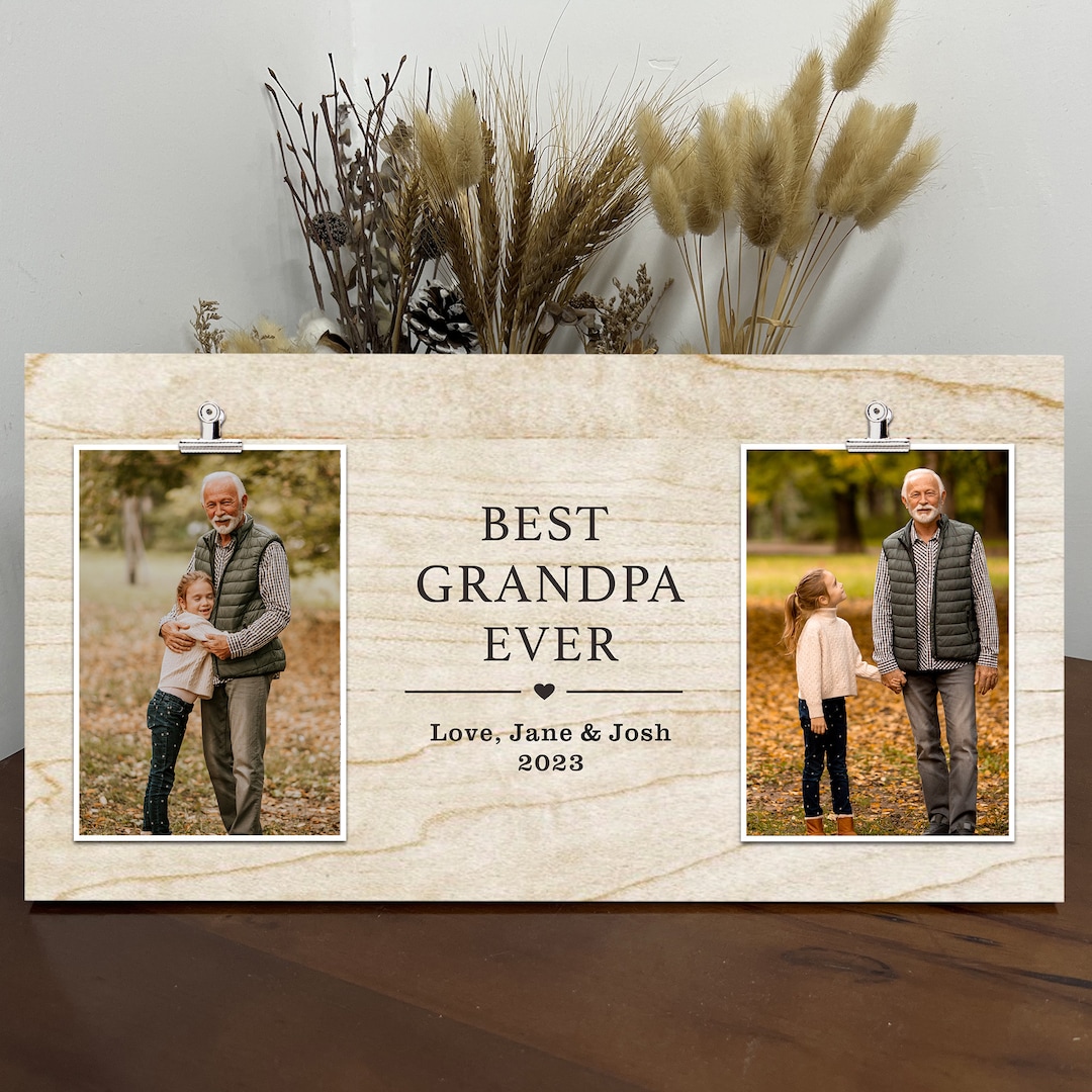 Personalized Grandpa Double Picture Frame, Grandpa Gift From ...