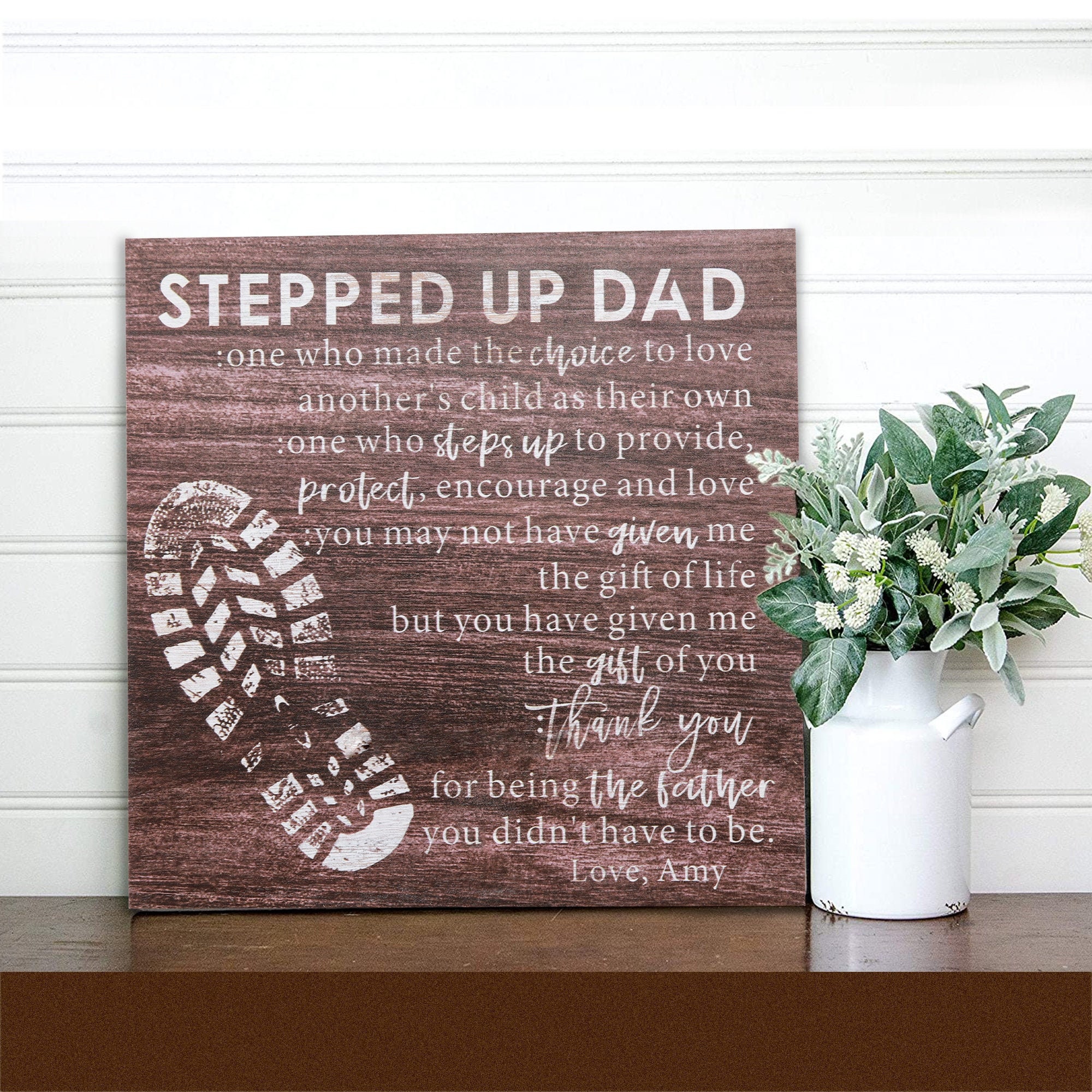 Personalized Stepped up Dad Wood Sign Father's Day Gift - Etsy