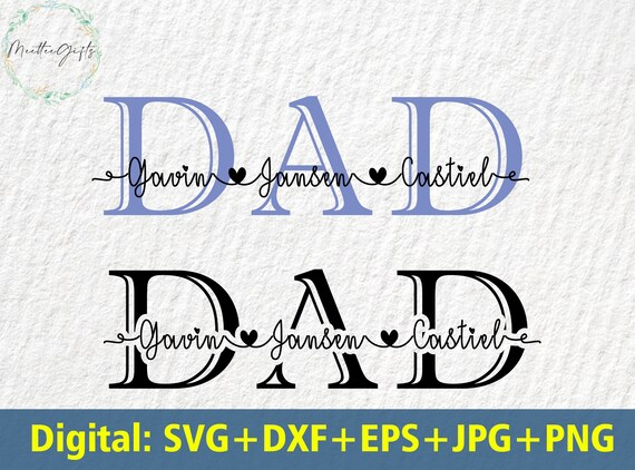 Dad With Kids Names Custom Svg Personalized Dad Gift Gift - Etsy