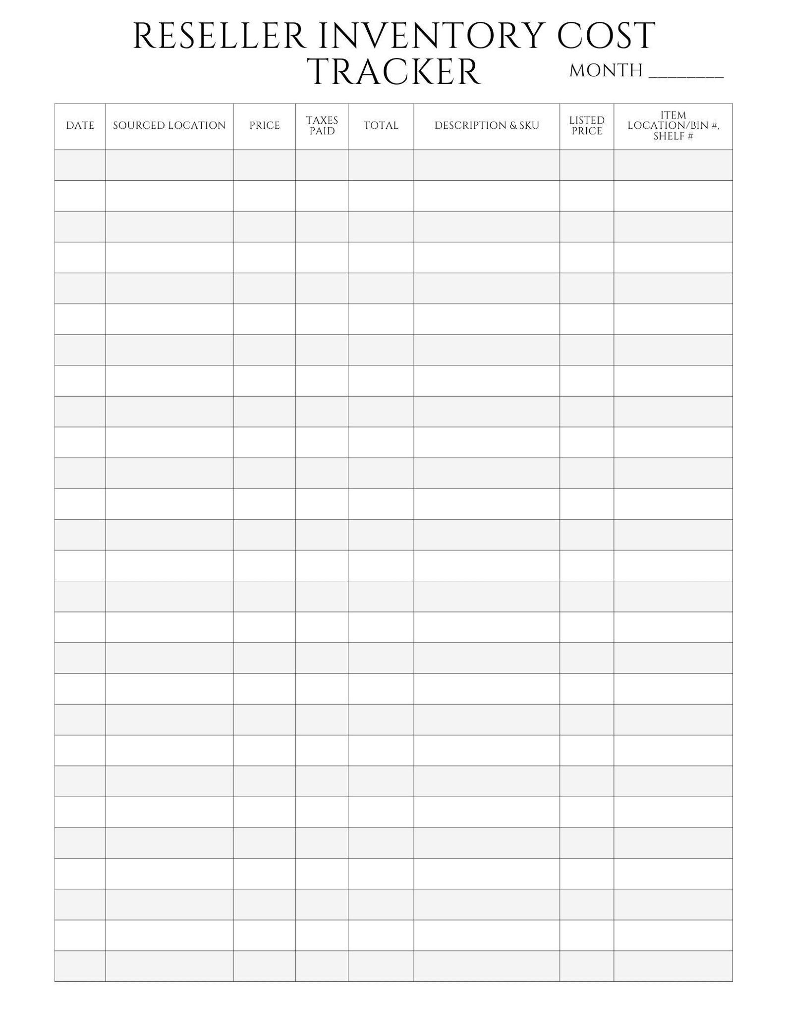 Reseller Tracker Spreadsheet Template Excel Inventory & Sales for Etsy ...