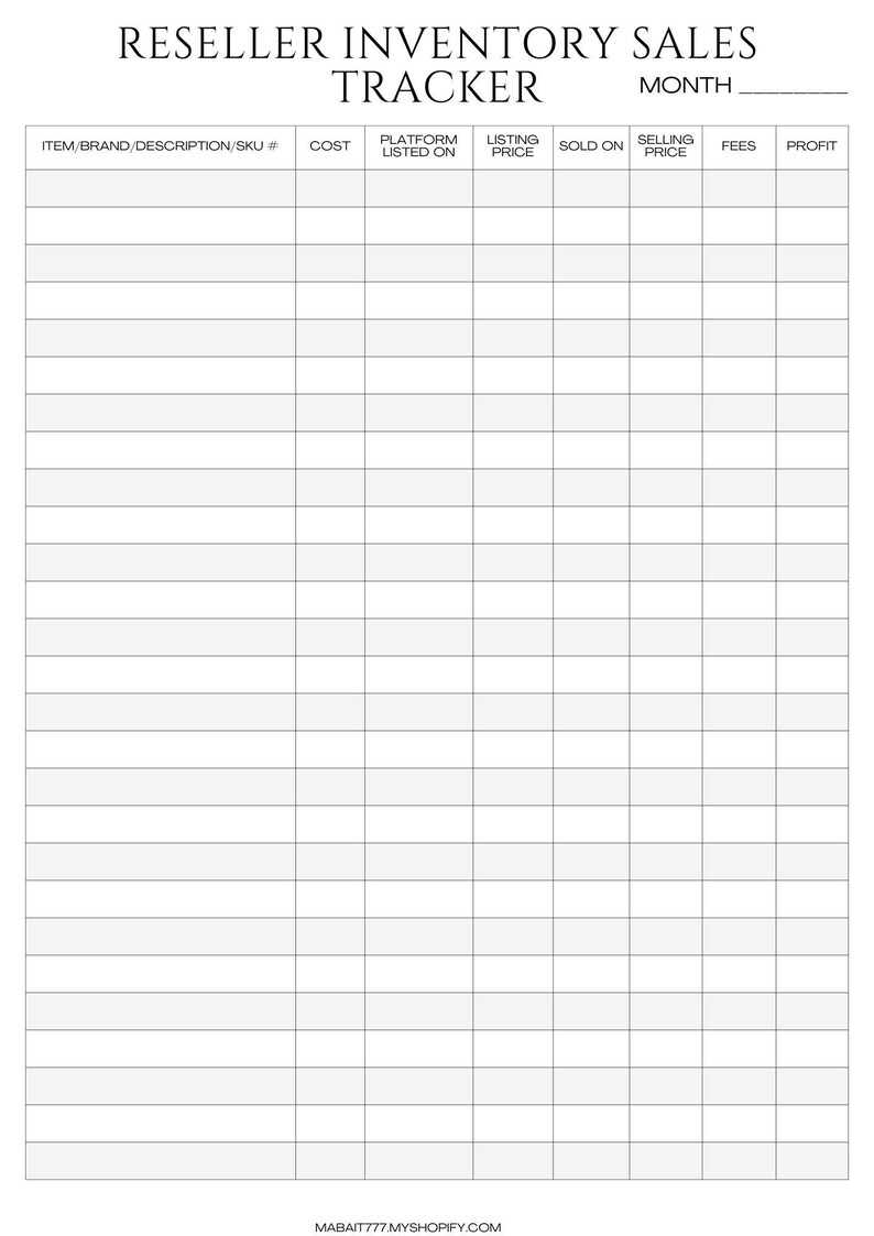 Reseller Tracker Spreadsheet Template Excel Inventory & Sales for Etsy ...
